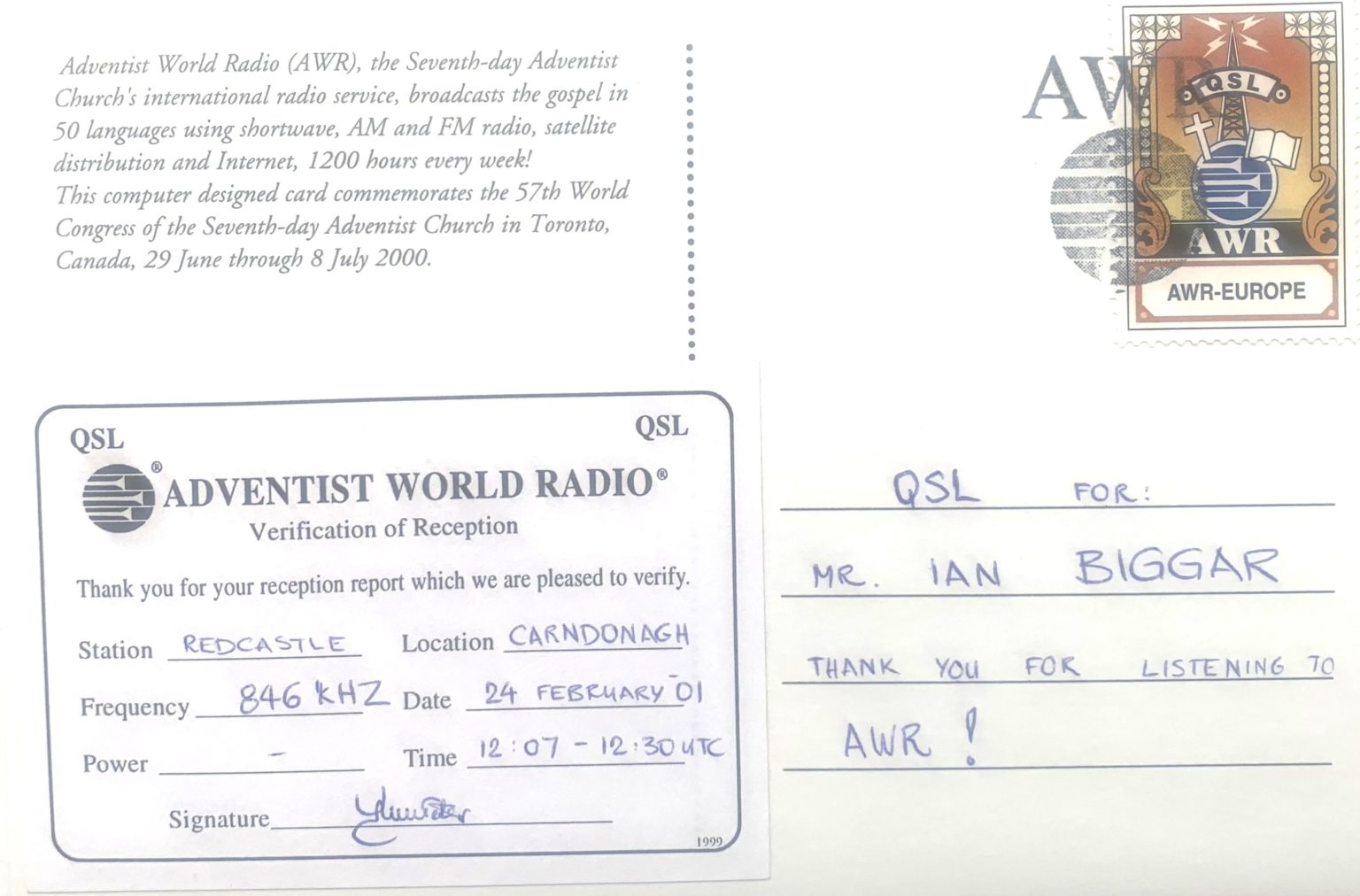 Border series: Radio North religious service Gospel 846 - Irish Pirate Radio Audio Archive